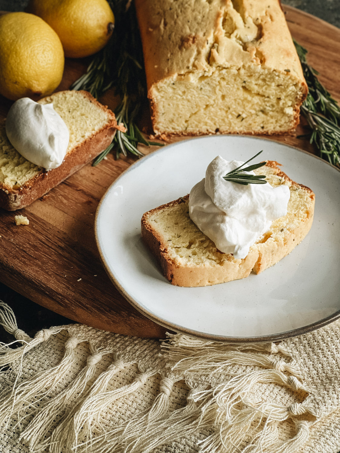Lemon Rosemary Pound Cake with Driftwood Bitters Whipped Cream – Hither ...
